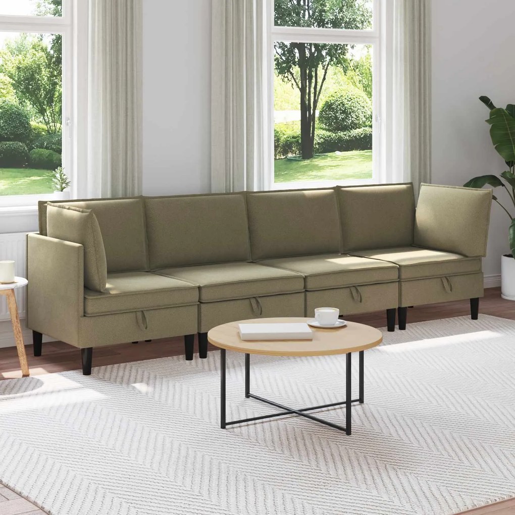 Sada nábytku do obývacího pokoje 4 ks Khaki Textil 3413794