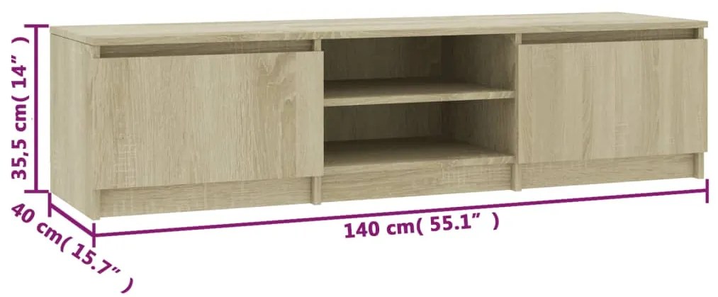 vidaXL Marketos TV stolek dub sonoma 140 x 40 x 35,5 cm kompozitní dřevo