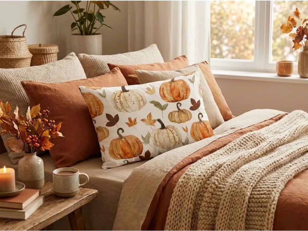 Flanelový povlak na polštář GOLDEN PUMPKINS 50x70 cm, barevný