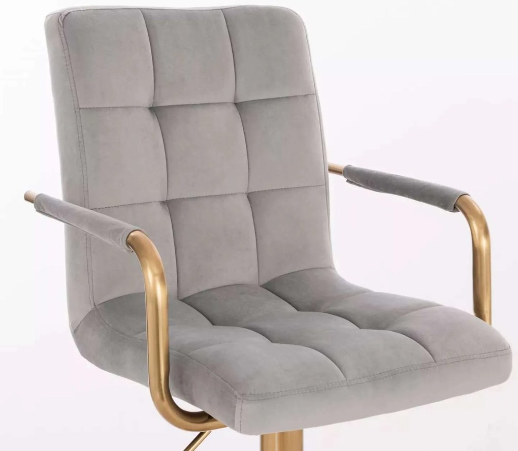 LuxuryForm DESIGN Otočná židle VERONA GOLD VELUR na černém talíři - světle šedá