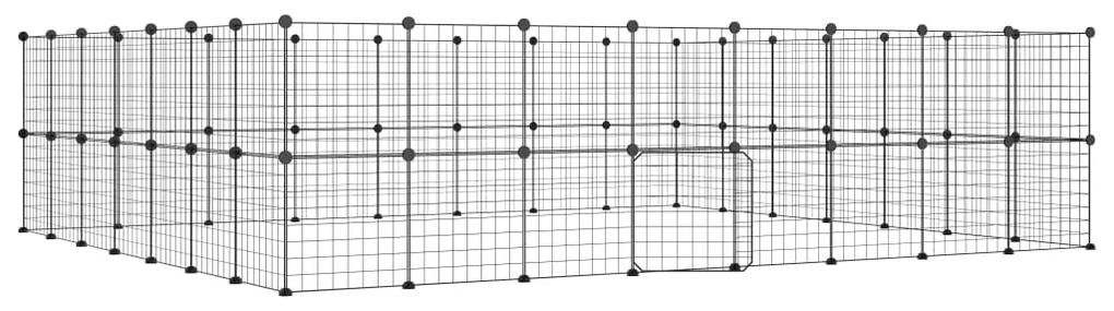 vidaXL 60panelová ohrádka pro zvířata s dvířky černá 35 x 35 cm ocel