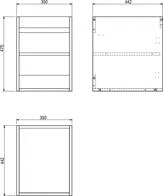 Mexen Box-A, závěsná skříňka 35 cm, šedá matná, 91AX1-0350-470-1-62