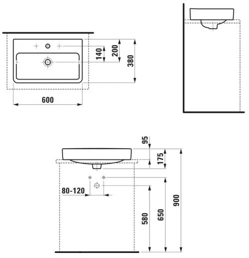 Laufen Pro S Umyvadlová mísa 60 x 38 cm s otvorem, LCC bílá H8129534001561