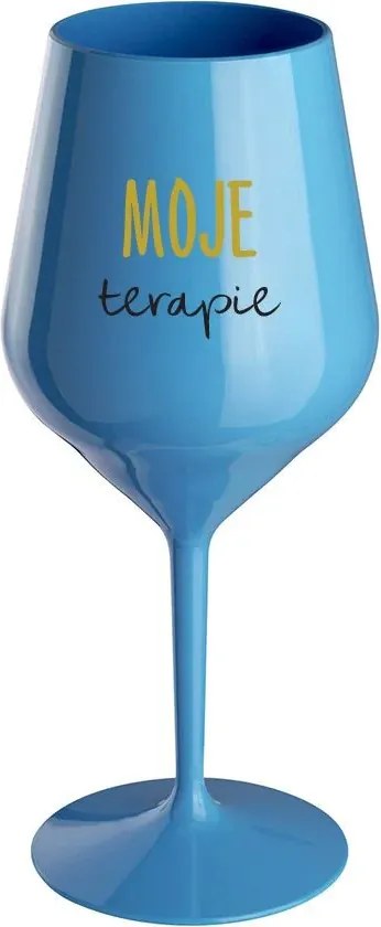 MOJE TERAPIE - modrá nerozbitná sklenice na víno 470 ml