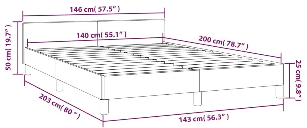 Rám postele s čelem šedý 140x200 cm umělá kůže,  347505