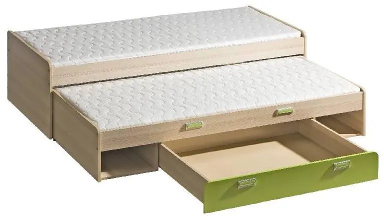 Casarredo LIMO L16 výsuvná postel s úl. prostorem jasan/zelená
