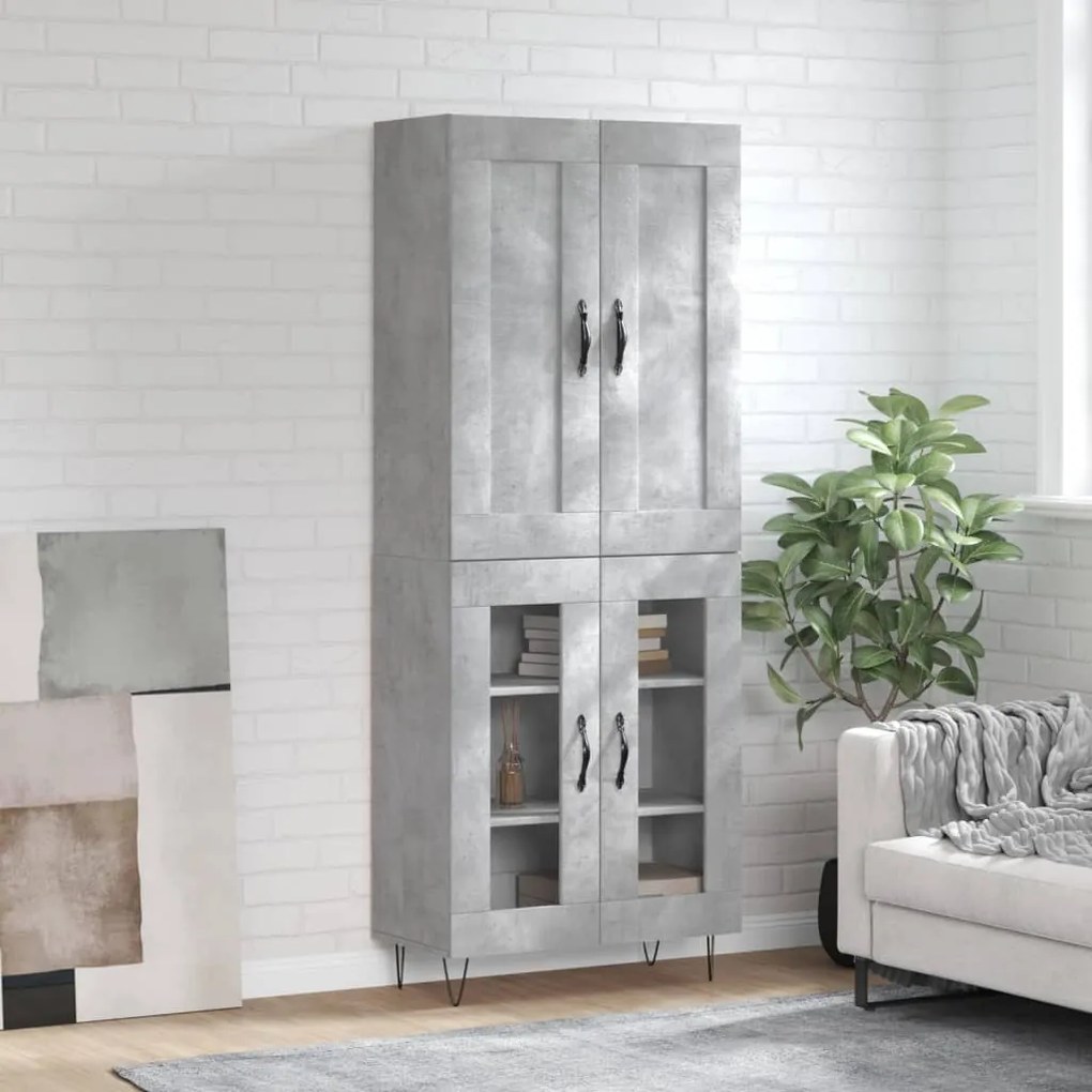 Skříň highboard betonově šedá 69,5x34x180 cm kompozitní dřevo