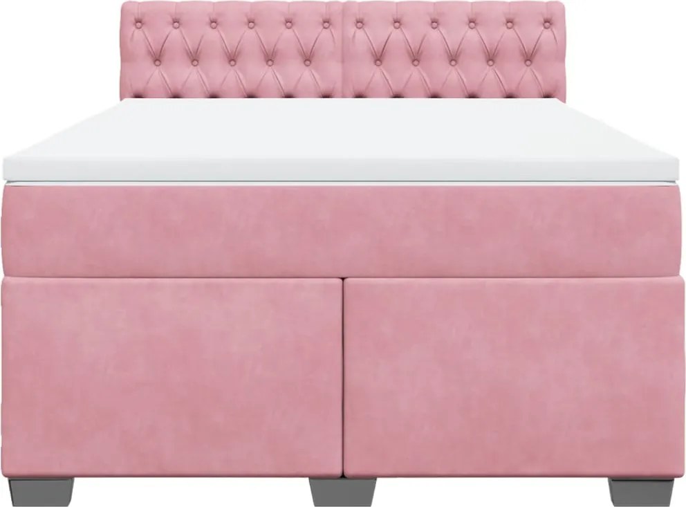 Box spring postel s matrací růžová 160x200 cm samet 3286365