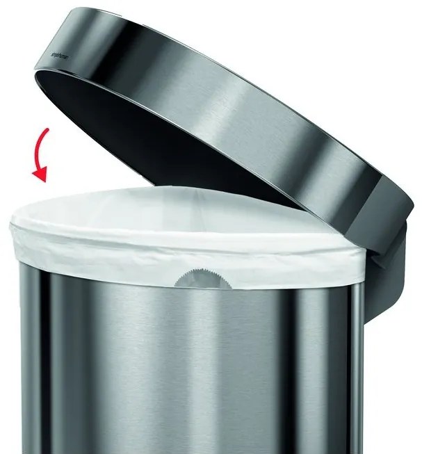 Půlkulatý pedálový koš 45 l, matná ocel, nerez