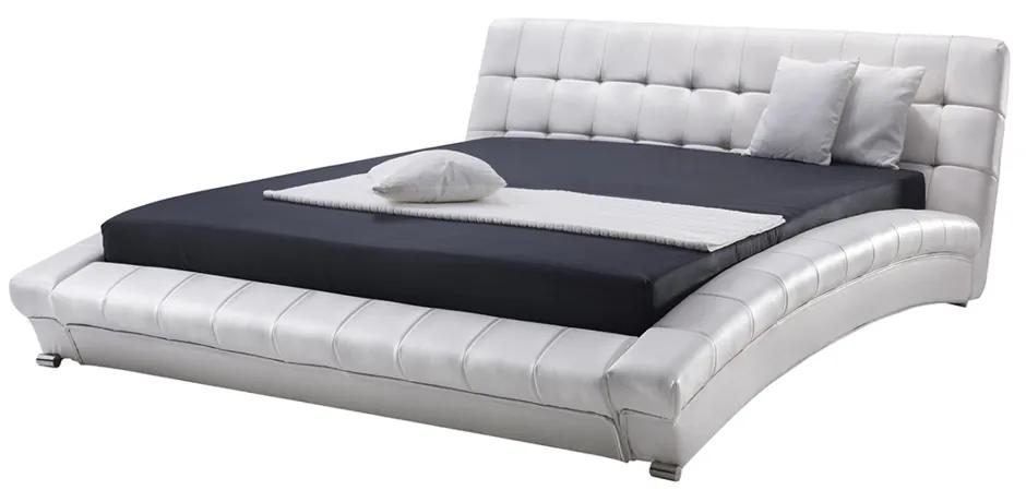 Bílá vodní kožená postel 180x200 cm LILLE