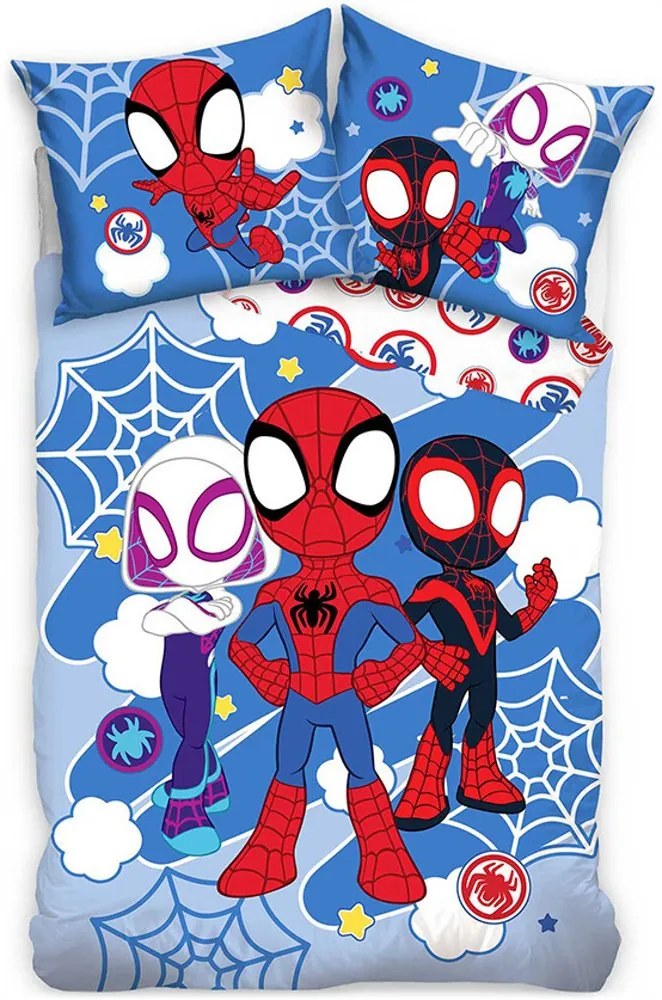 Mikroplyšové ložní povlečení Spidey a jeho úžasní přátelé - 70 x 90 cm + 140 x 200 cm, zapínání na zip
