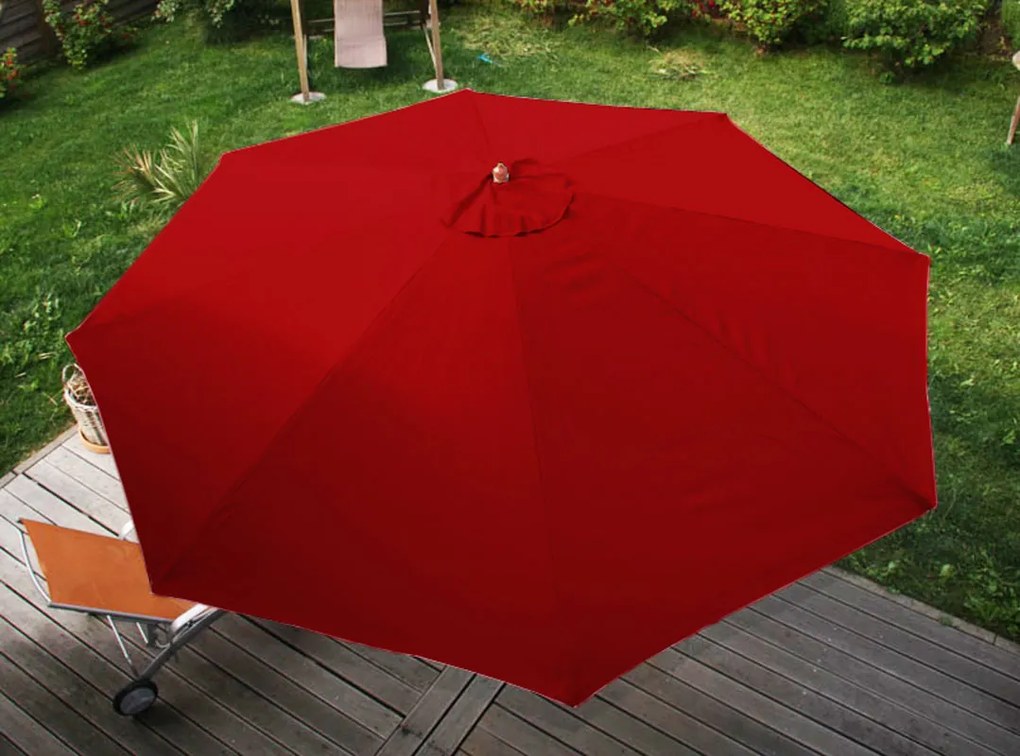 Slunečník Florida Ø 3,5m - polyester/dřevo - bordeaux