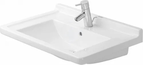 Duravit Starck 3 - Umyvadlo s přepadem, 700 mm x 490 mm, bílé - tříotvorové umyvadlo, 0304700030