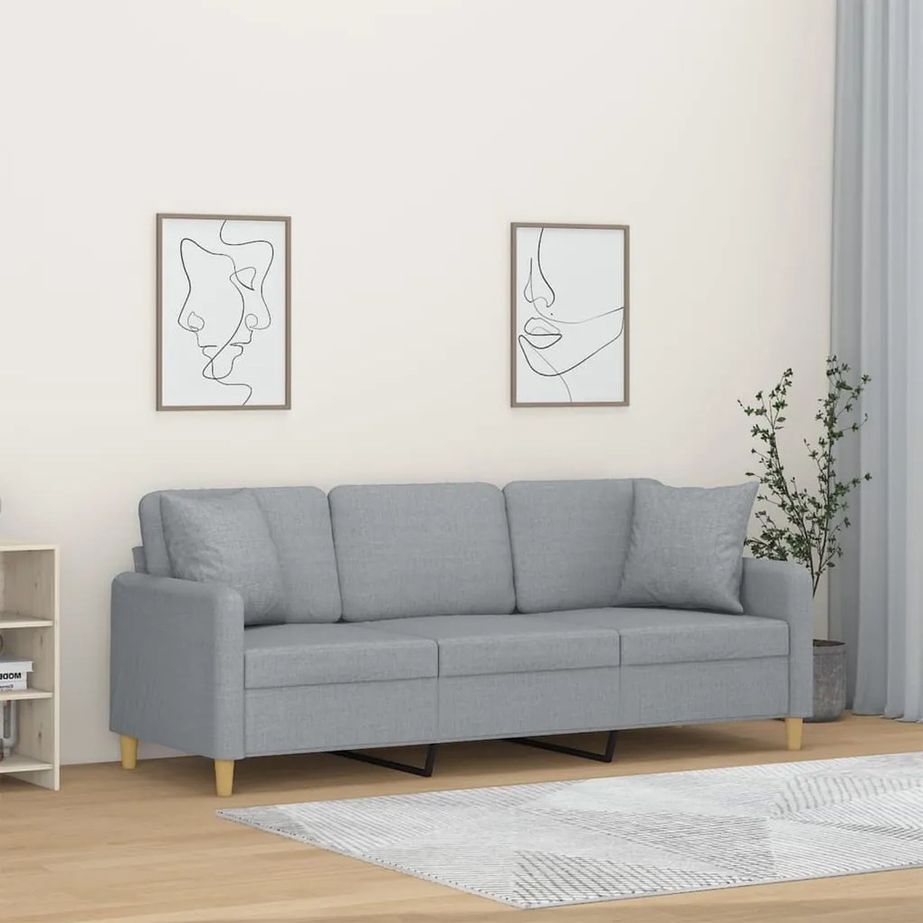 3místná pohovka s polštáři světle šedá 180 cm textil 3200917