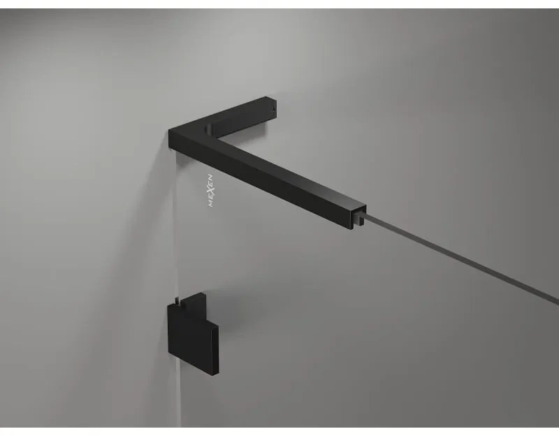 Mexen Lunar L sprchová stěna levá 70 x 200 cm, 8mm čiré sklo, černá matná, 830L-070-000-70-00-L