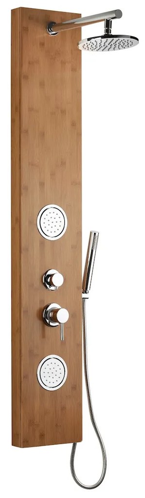 Sprchový panel SIKO Bamboo Shower na stěnu s pákovou baterií bambus BAMBOOSHOWER