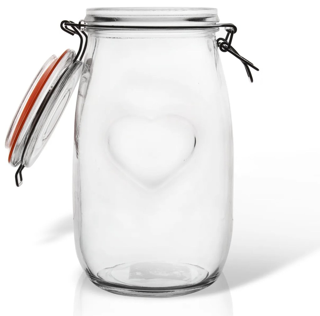 Dóza sklo/kov klip patent Bela srdce 1,5 l