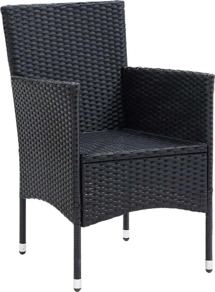 5dílný zahradní jídelní set s poduškami polyratan černý 3095011