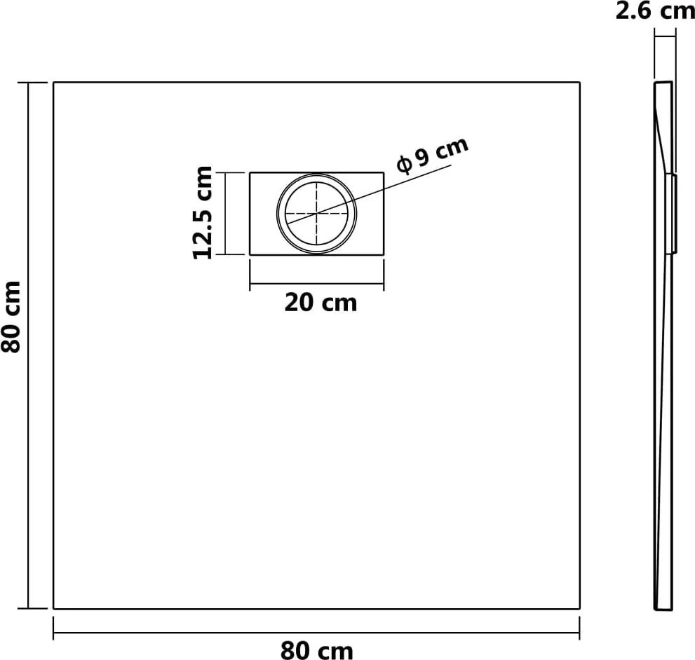 vidaXL Sprchová vanička SMC 80 x 80 cm [144776] Barva: Šedá