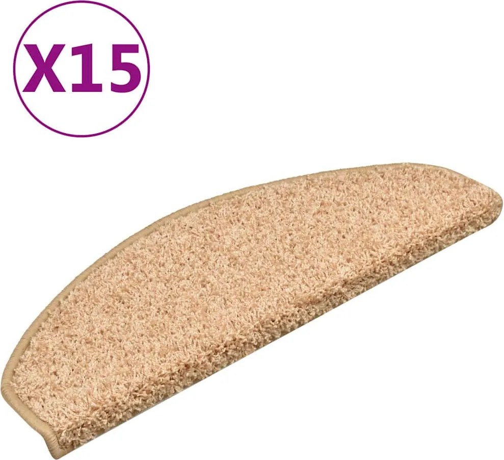 Schodové rohože 15 ks 65 x 21 x 4 cm zlaté, půlkulaté, velké 322379