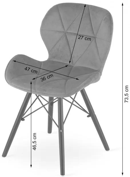 Jídelní židle LAGO samet granátová (černé nohy)