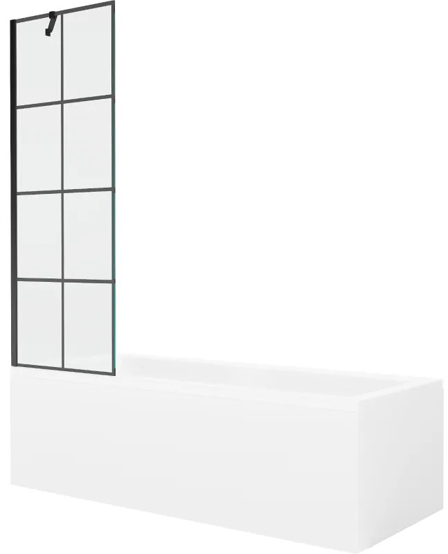 Mexen Cubik obdélníková vana 150 x 70 cm s krytem a 1křídlovou zástěnou 60 cm, černý vzor - 550315070X9506007077