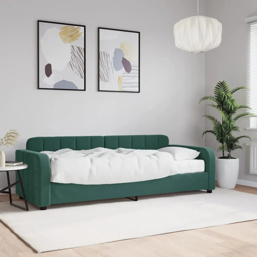 Válenda s matrací tmavě zelená 80 x 200 cm samet 3196900