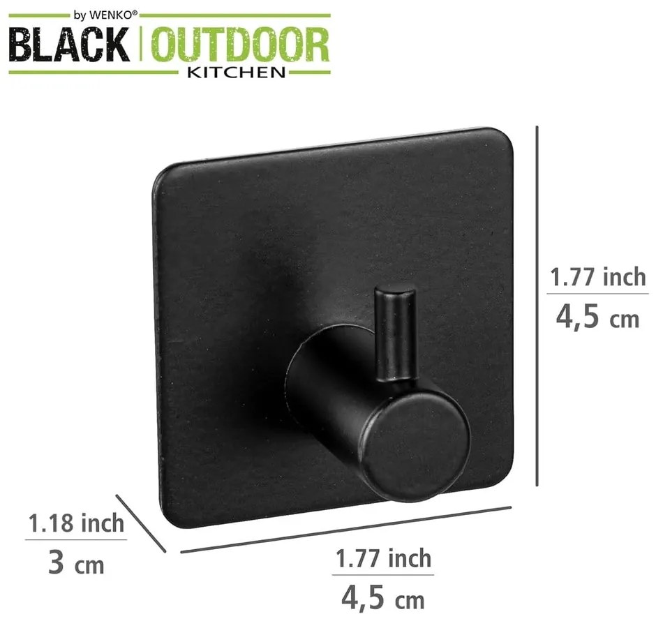 Černé samodržící háčky v sadě 2 ks z nerezové oceli Black Outdoor Kitchen Ureo – Wenko