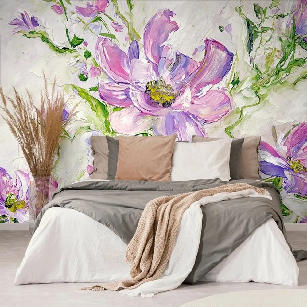 Tapeta malované letní květiny - 225x150 cm