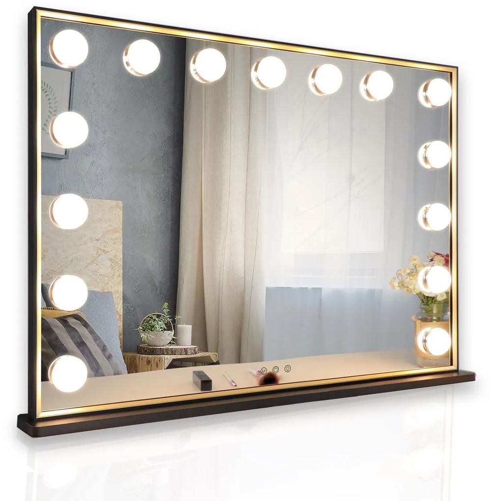 MMIRO, Hollywoodské make-up zrcadlo s osvětlením L620, 75 x 56 cm | černá L620
