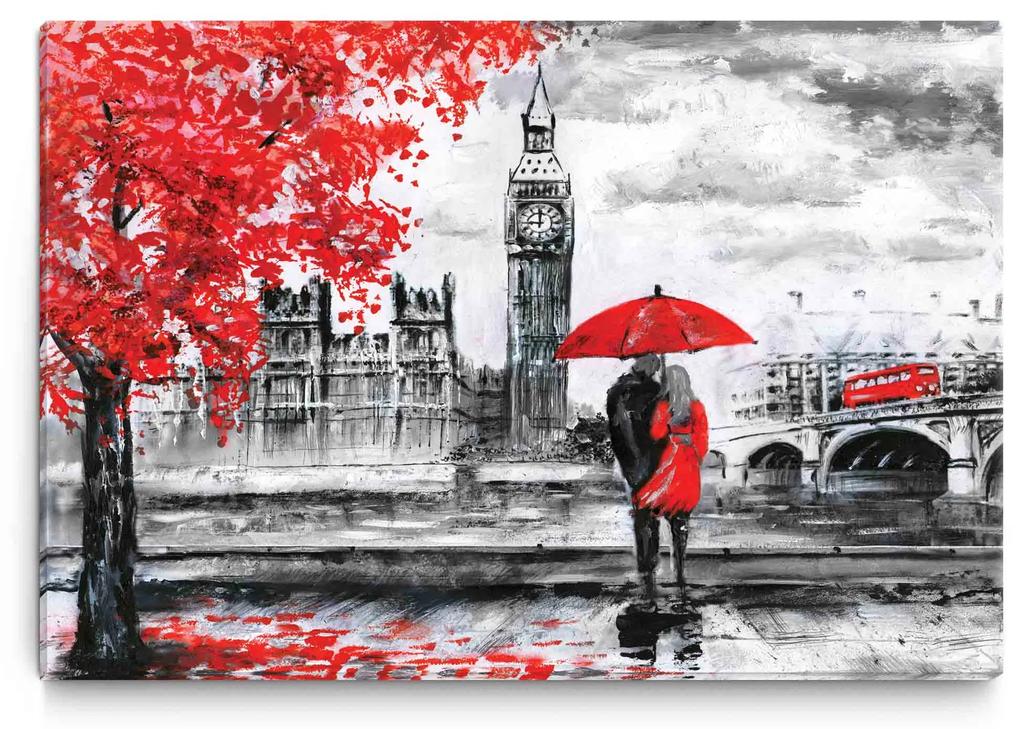 Malvis ® Obraz londýnská procházka červená Velikost (šířka x výška): na výšku - 60x90 cm