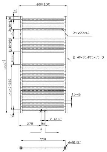 Novaservis  600/1200/RS,5 Radiátor kombinovaný, 60x120cm, černá mat