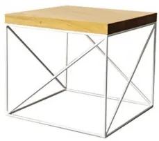 Drewmax Konferenční stůl ST376 Š55, šířka desky: 4cm, masiv dub přírodní šedá lesklá