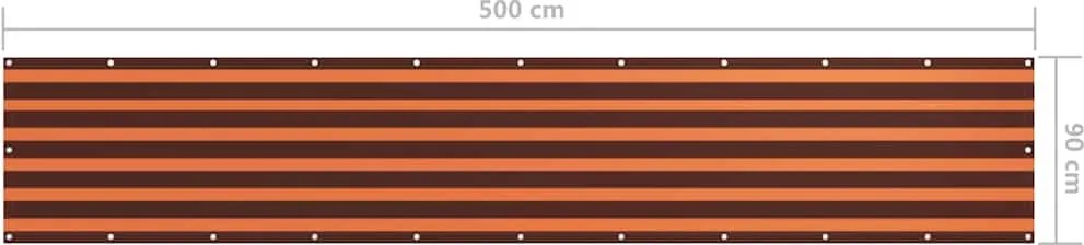 Balkónová zástěna oranžová a hnědá 90 x 500 cm oxfordská látka 134930