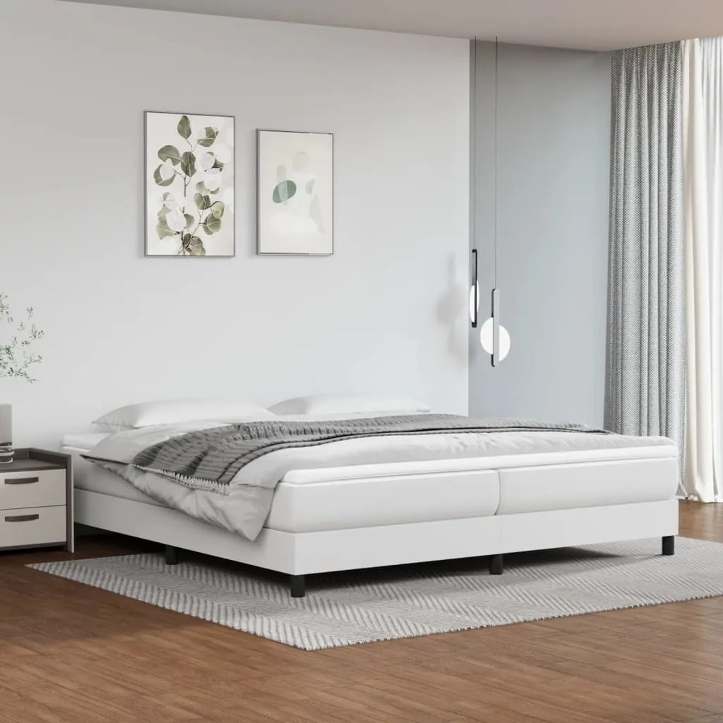 Rám postele s boxspringem bílá 200 x 200 cm umělá kůže 3120719