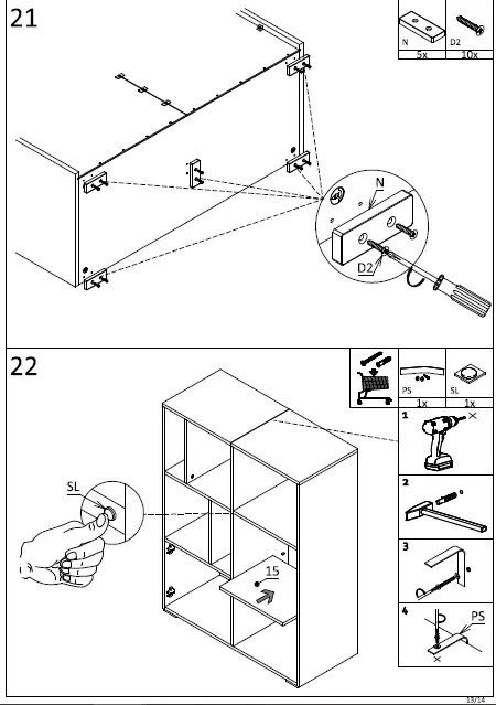 Jurek Komoda/regál LORIN R6 Kombinace barev: KAŠMÍR + JARNÍ DUB