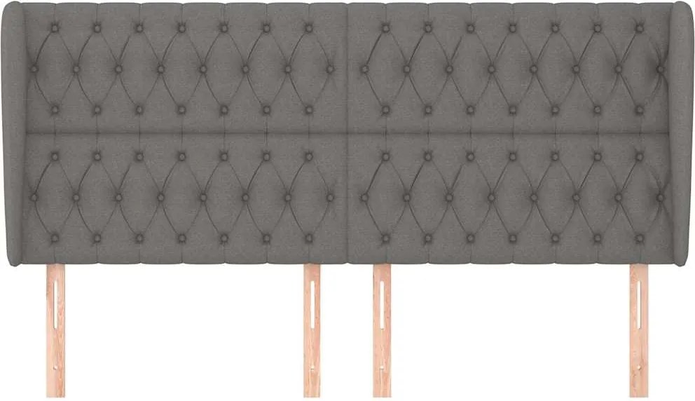 Čelo postele typu ušák tmavě šedé 203x23x118/128 cm textil 3118315