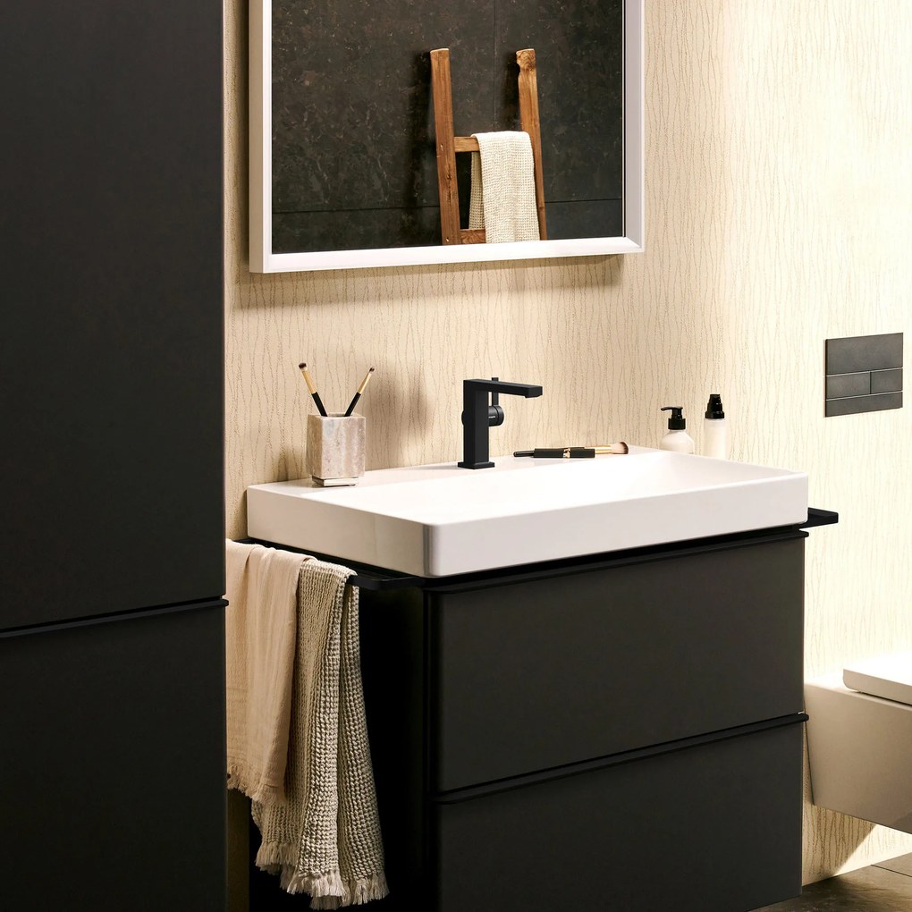 Hansgrohe Tecturis E, páková umyvadlová baterie 110 Fine CoolStart EcoSmart+ s odtokovou garniturou, černá matná, HAN-73023670