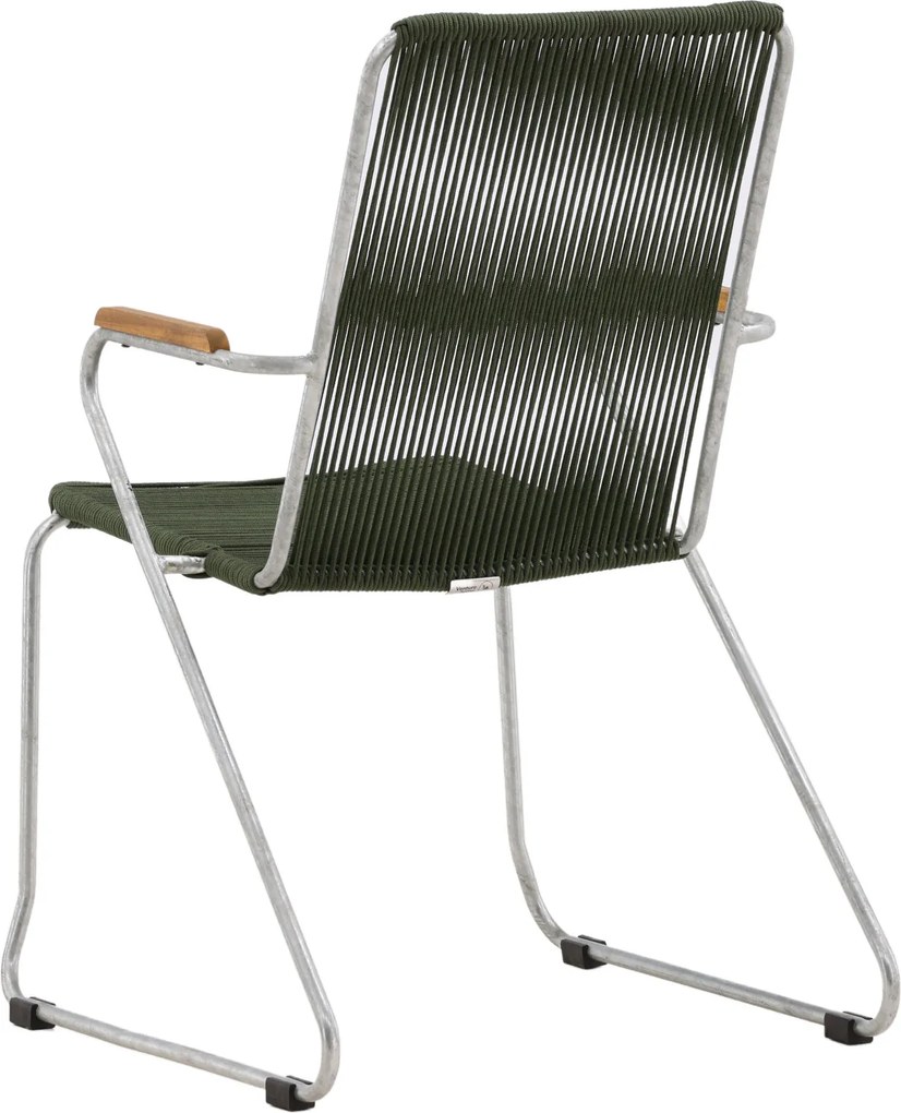 Zahradní jídelní židle Bois – zelená / stříbrná – 60 cm