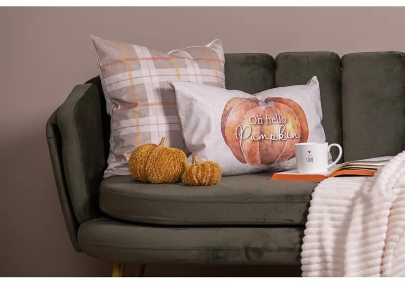 Podzimní povlak na polštář s dýní a nápisem Oh hello Pumpkin – 45x45 cm