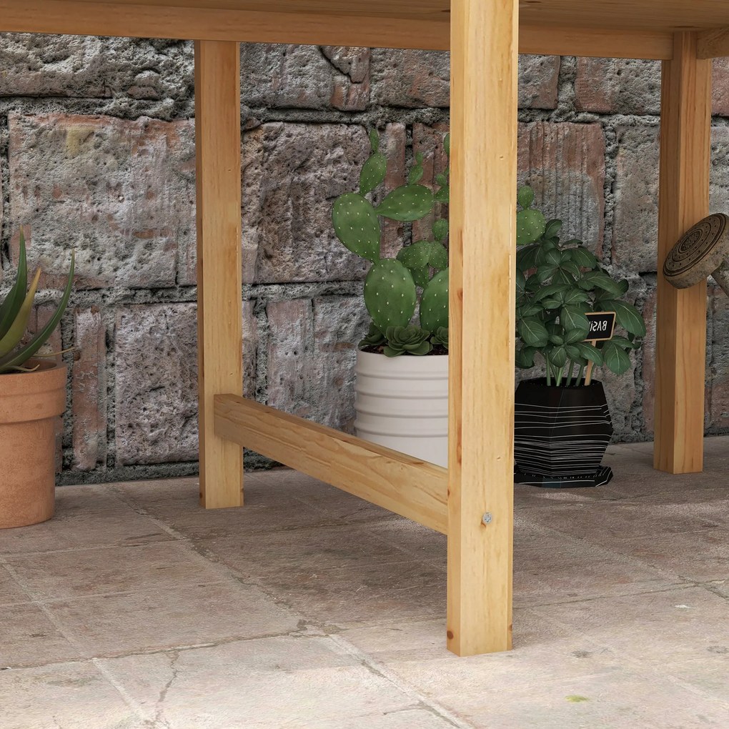 Outsunny Vyvýšený městský zahradní dřevěný pěstební stůl 115x55x80 cm s netkanou textilií pro pěstování rostlin, květin a zeleniny