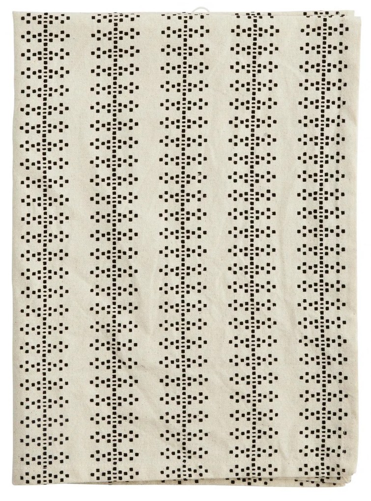 MADAM STOLTZ Bavlněná utěrka Ecru/Black 50x70cm, béžová barva, černá barva, textil