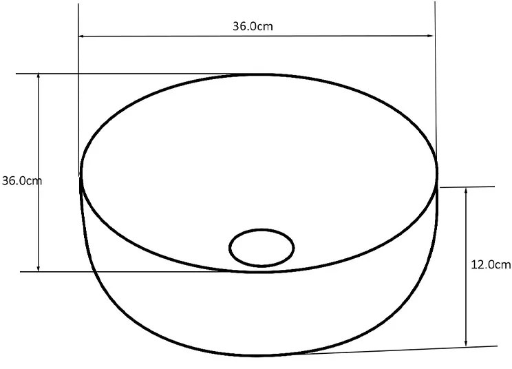 BPS-koupelny Keramické umyvadlo na desku HYD-LA-BL-360 ø36 cm, černé lesk
