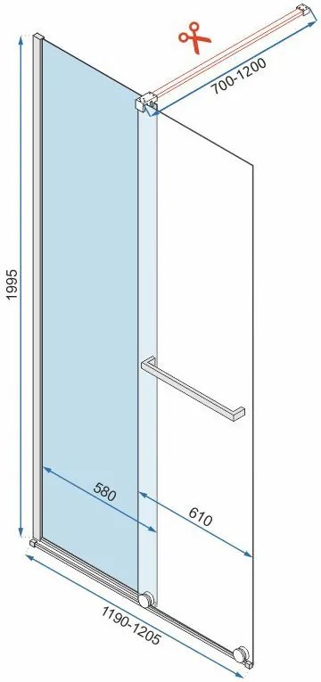 Posuvná bezrámová sprchová zástěna REA CORTIS 120 cm, zlatá/transparent - bez vaničky