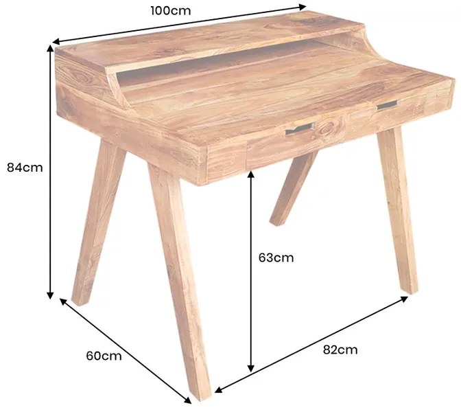Designový psací stůl Freddo 100 cm přírodní hnědá akácie