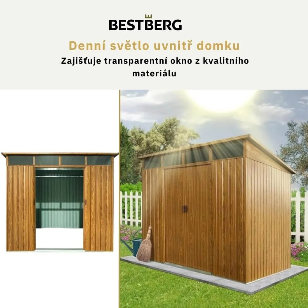 Zahradní domek BestBerg ZDSL-4D / 4,6 m² / 238 x 194 x 202 cm / dekor dřevo/hnědá