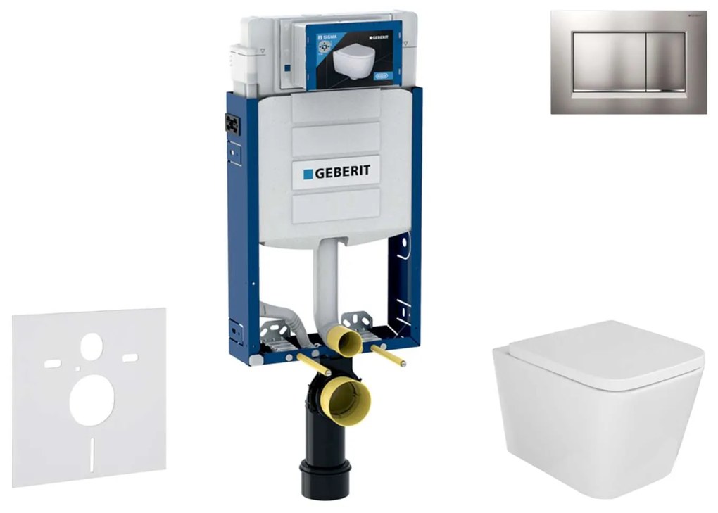Geberit Kombifix - Set předstěnové instalace, klozetu Arkas a sedátka softclose, tlačítko Sigma20, lakovaný chrom mat/chrom SANI15CA1109