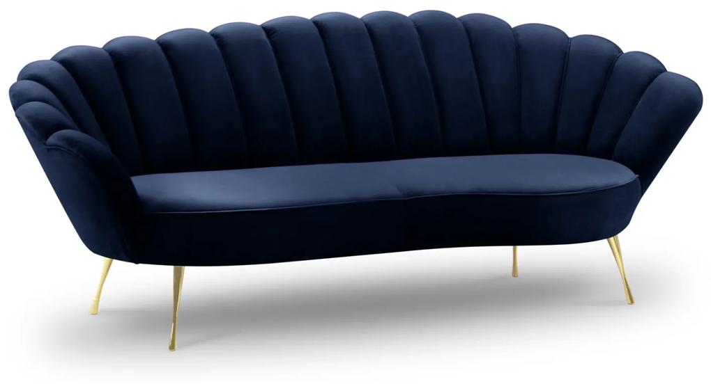 Interieurs 86 Sametová sedačka Varenne, královská modrá, zlaté nohy