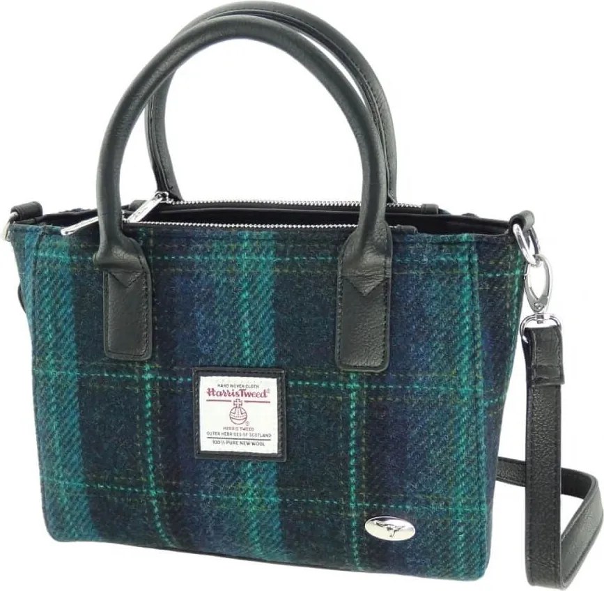 Kabelka Brora Harris Tweed - Turquoise Overcheck