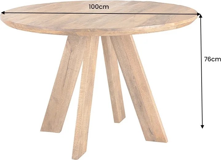 Kulatý jídelní stůl Eglantine 100 cm hnědé mango